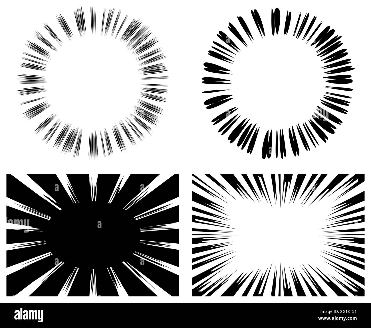 Simple black comic book style background elements set isolated on white ...