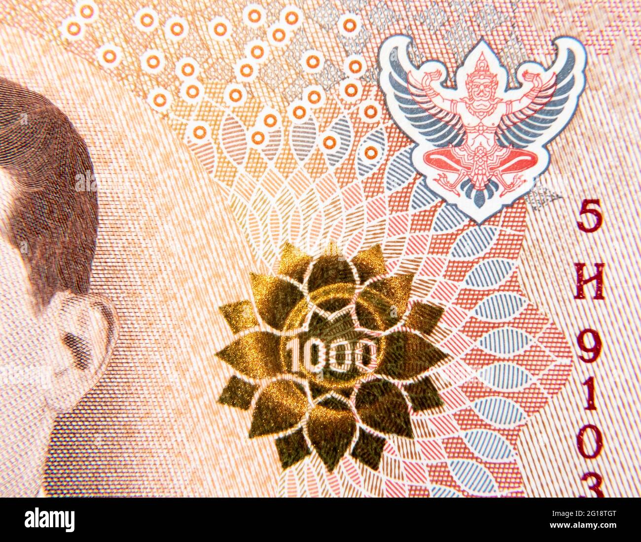 Detail on a 1000 baht Thailand bank note Stock Photo - Alamy