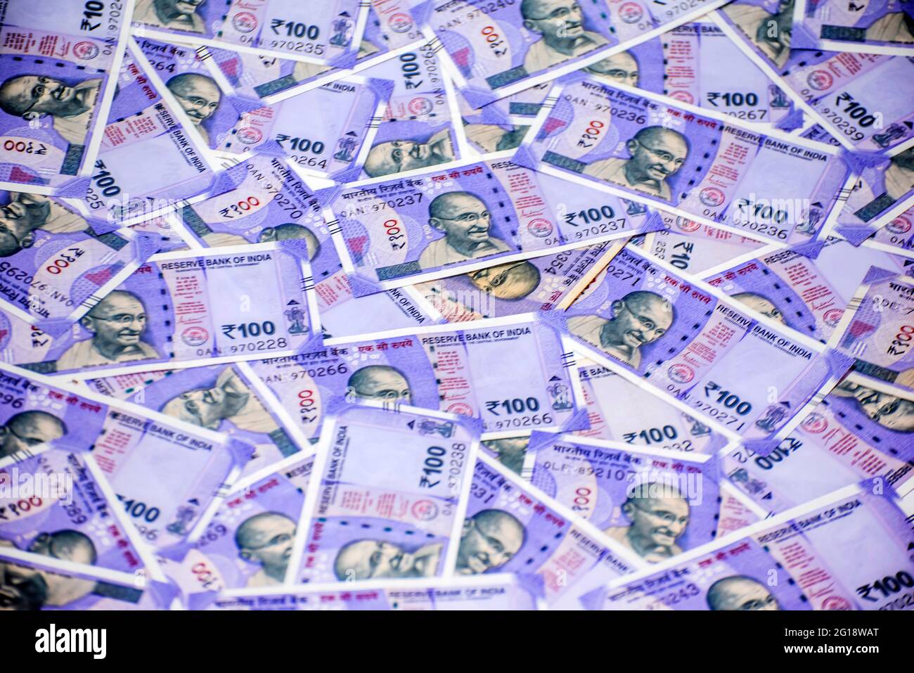 Indian one hundred rupees note (Indian currency) as a background Stock ...