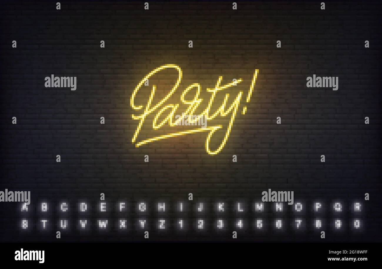 Party neon template. Glowing neon lettering Party sign Stock Vector ...
