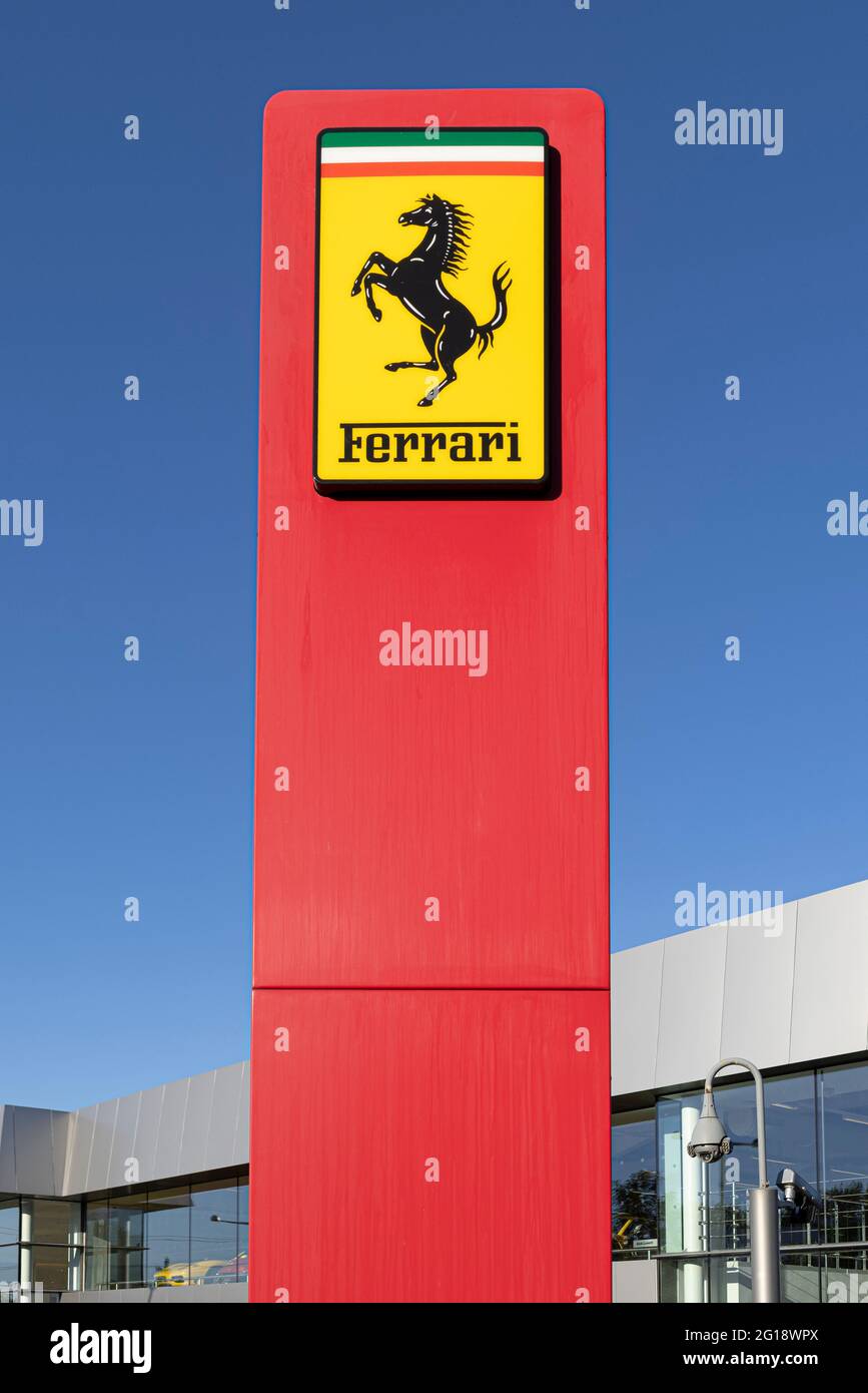 Ferrari Sign in front of the Official Ferrari Dealer - Dick Lovett in ...