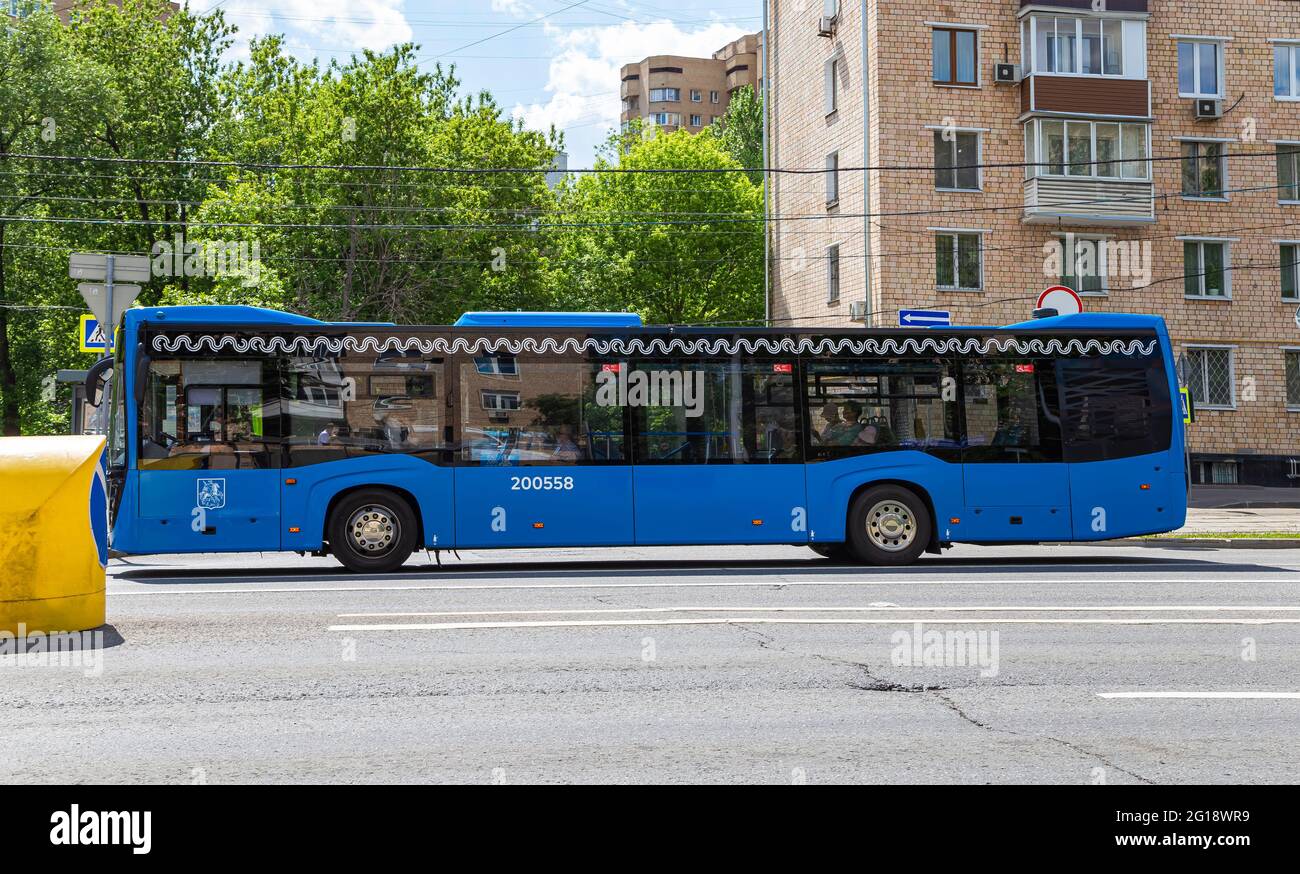 The passenger bus goes along the route. Moscow, Russia Stock Photo - Alamy