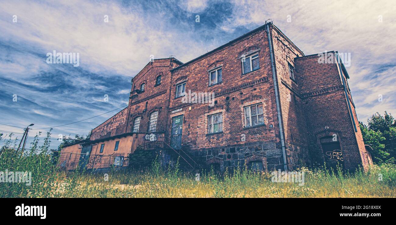 Monumental Lost Place horror house in bold colors. Abandoned building ...