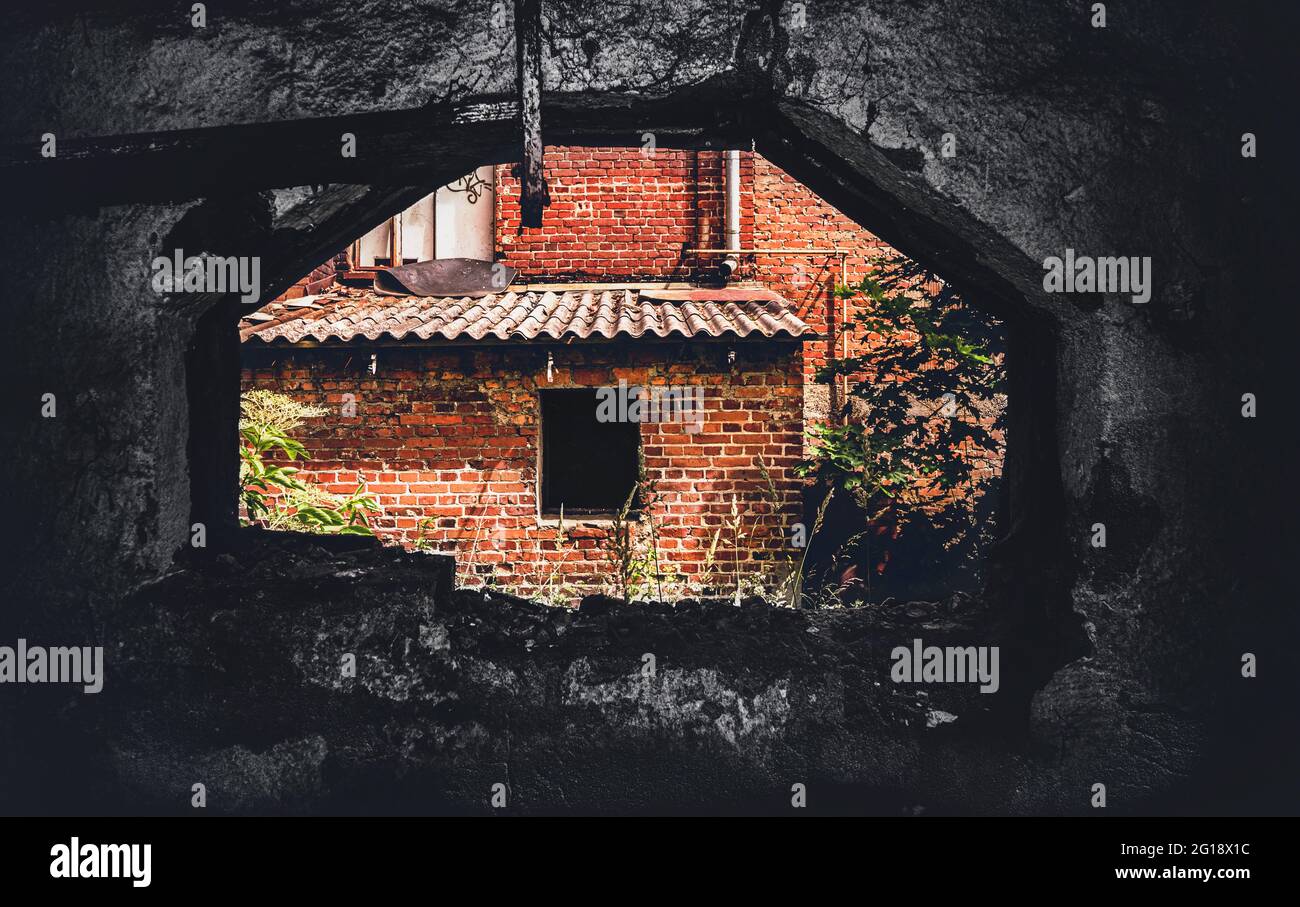 Shining horror in an abandoned haunted house in the forest Blair Witch ...