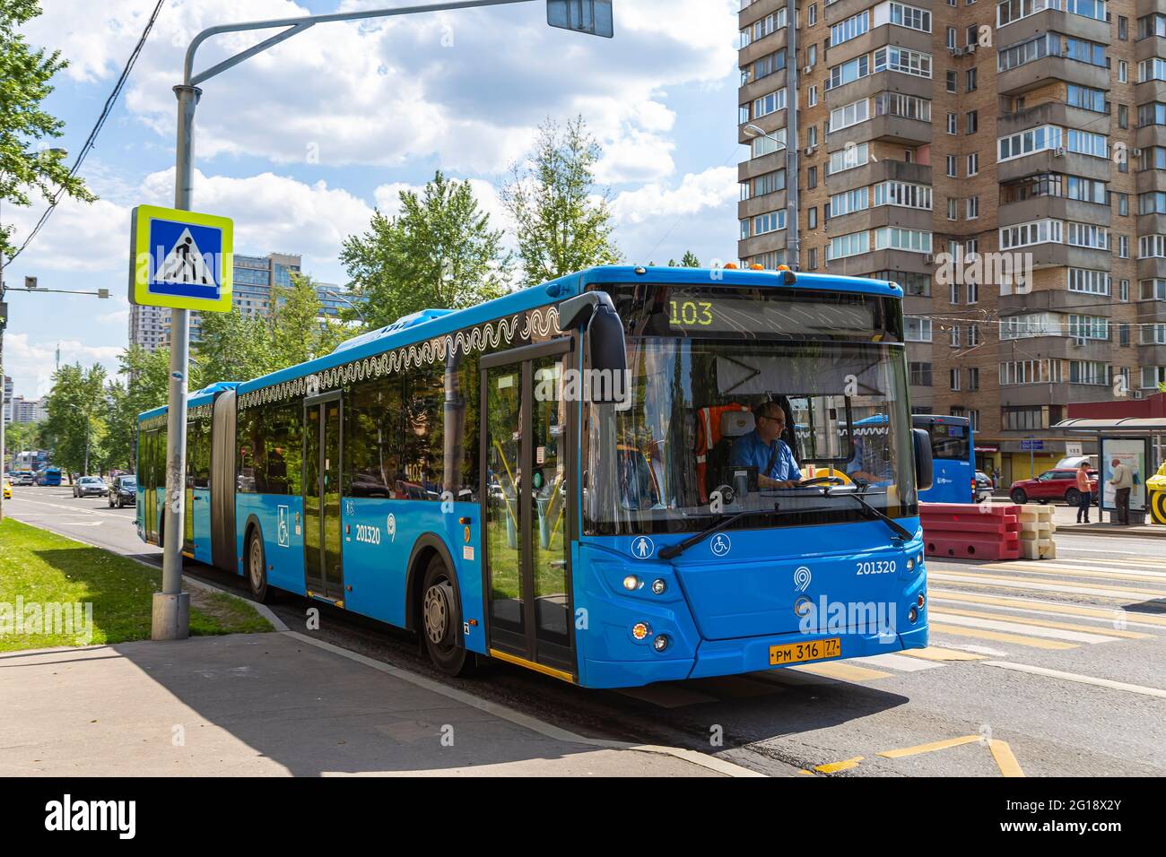 The passenger bus goes along the route. Moscow, Russia Stock Photo - Alamy