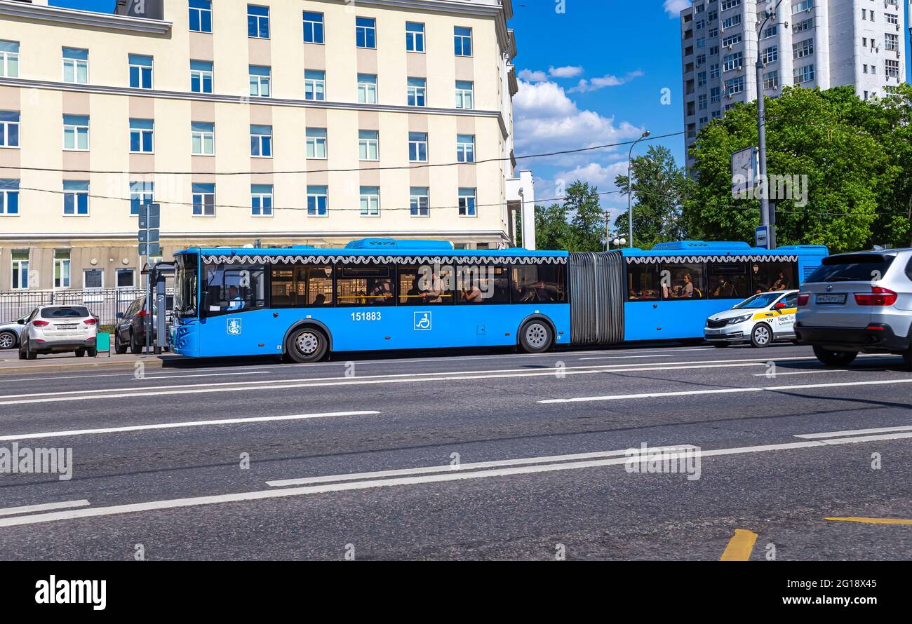 The passenger bus goes along the route. Moscow, Russia Stock Photo - Alamy