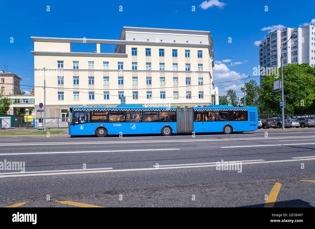 The passenger bus goes along the route. Moscow, Russia Stock Photo - Alamy