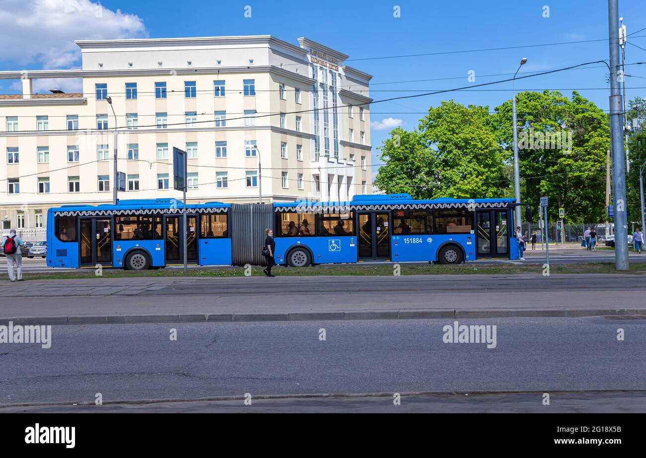 The passenger bus goes along the route. Moscow, Russia Stock Photo - Alamy