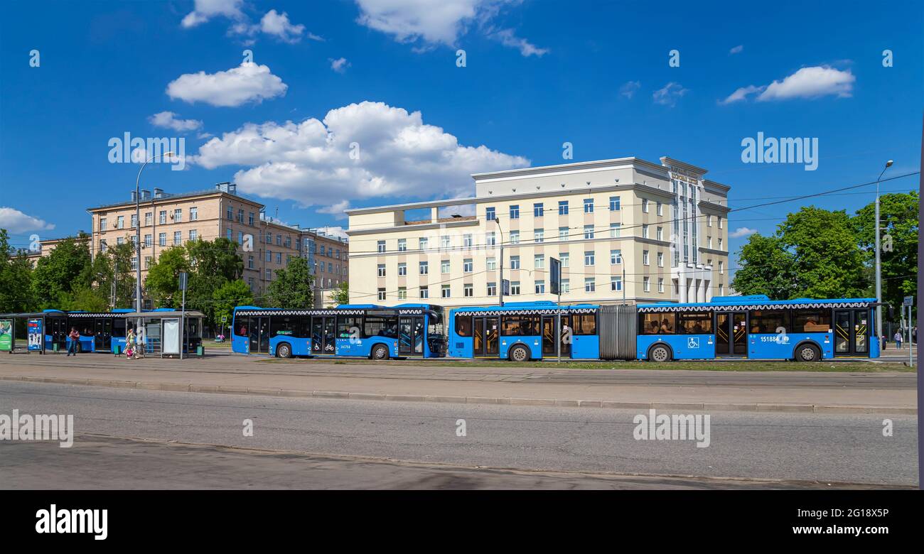 The passenger bus goes along the route. Moscow, Russia Stock Photo - Alamy