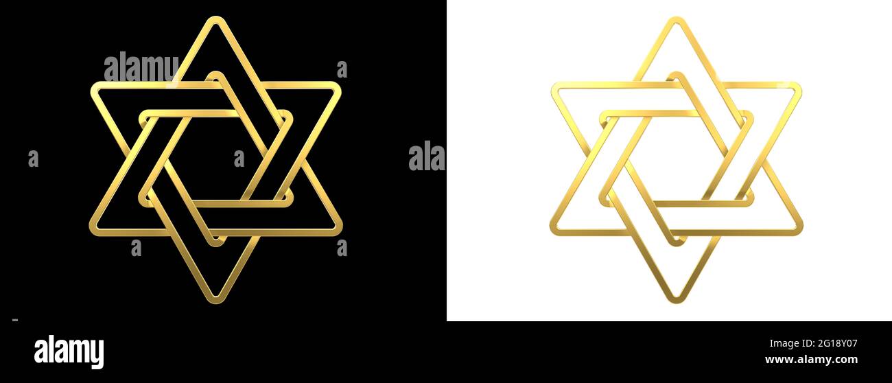 cute golden david star isolated - digital object 3D rendering Stock ...