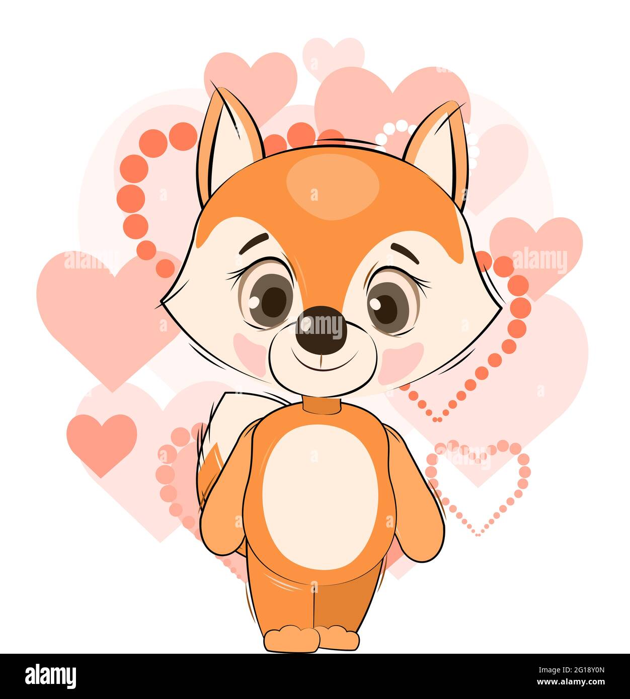 Little fox cub. Isolated object on a white background. Cheerful kind ...