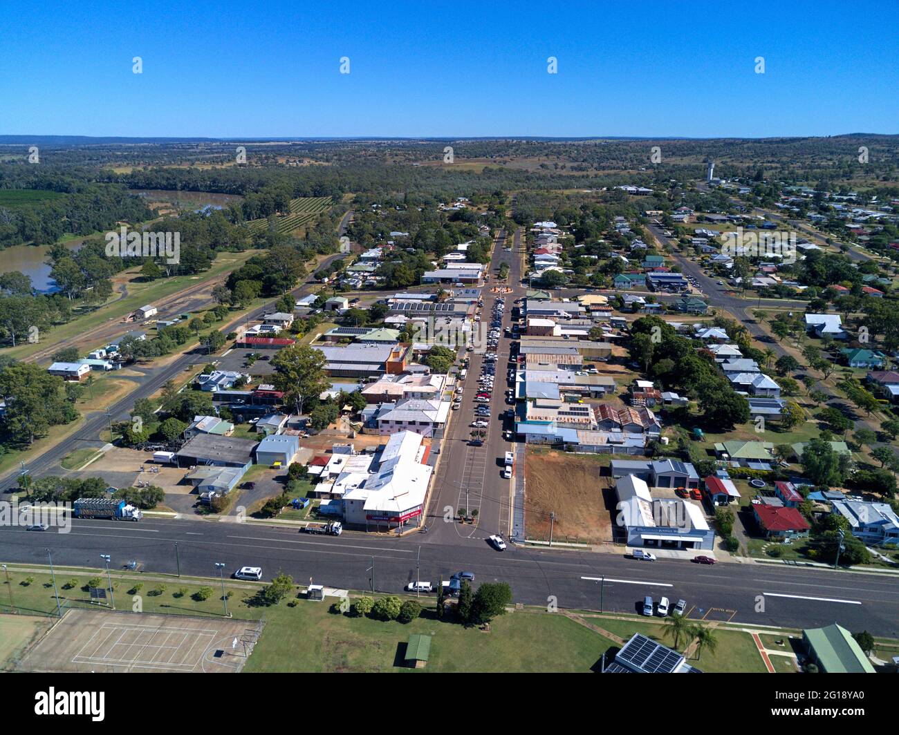 Aerial of the CBD of Mundubbera North Burnett Region Queensland ...