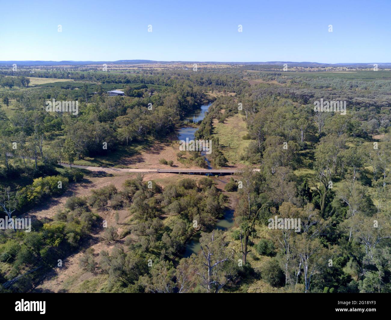 Aerial of the Burnett River just north of Mundubbera North Burnett Queensland Australia Stock ...