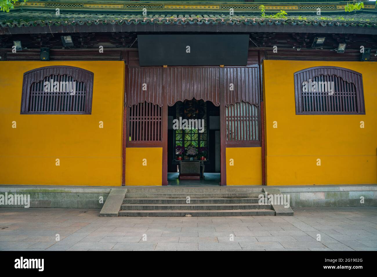 Inside view of Xiyuan temple, a traditional Chinese Buddhist temple in ...