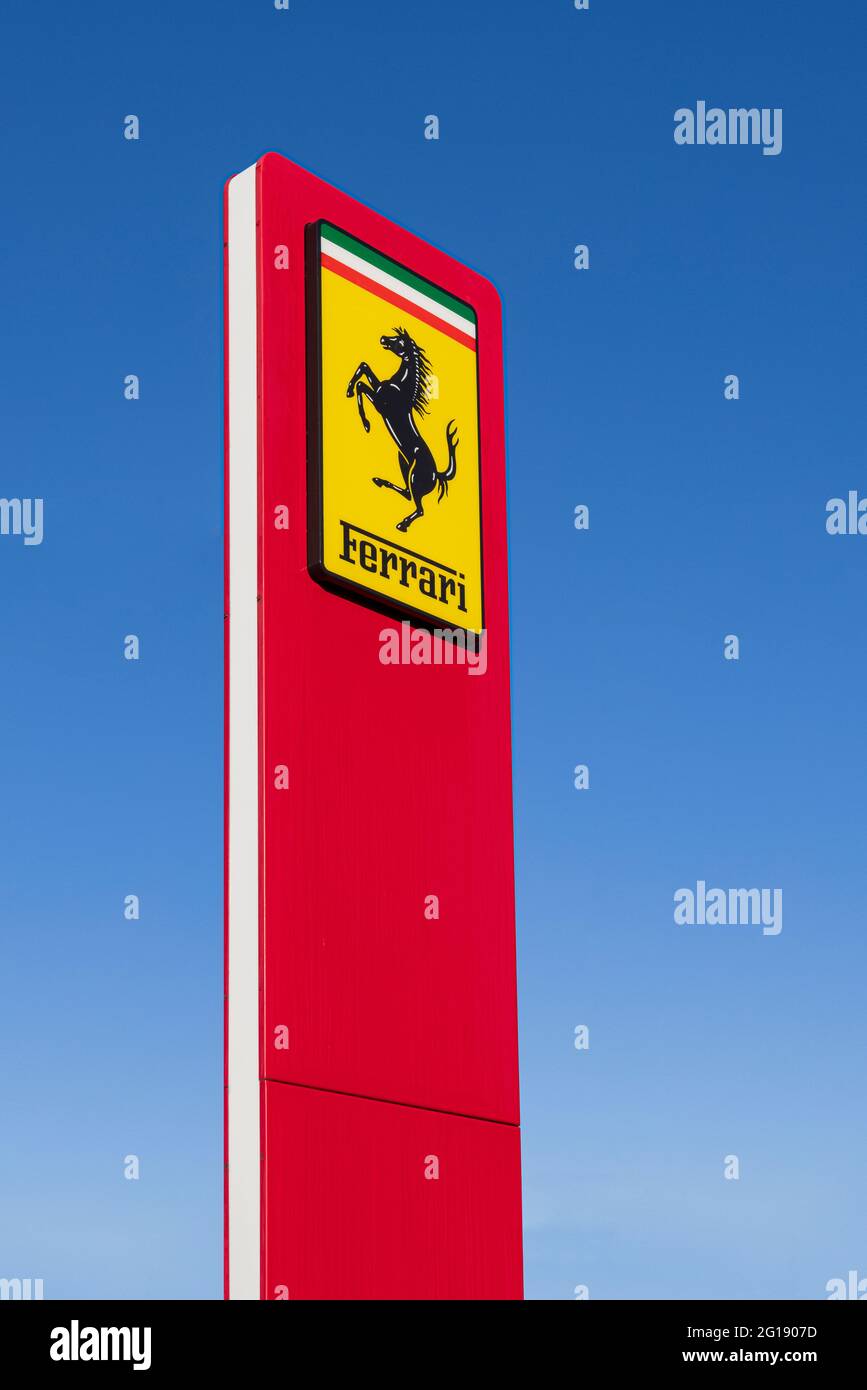 Ferrari Sign in front of the Official Ferrari Dealer - Dick Lovett in ...