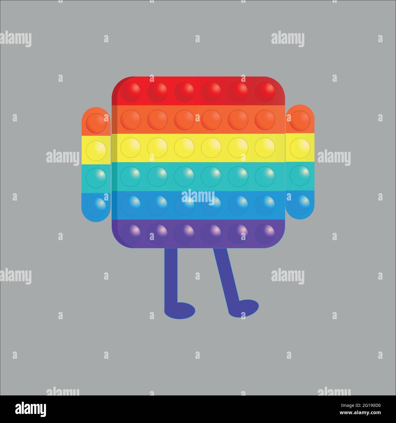vector illustration character square multicolored pop it with arms and ...