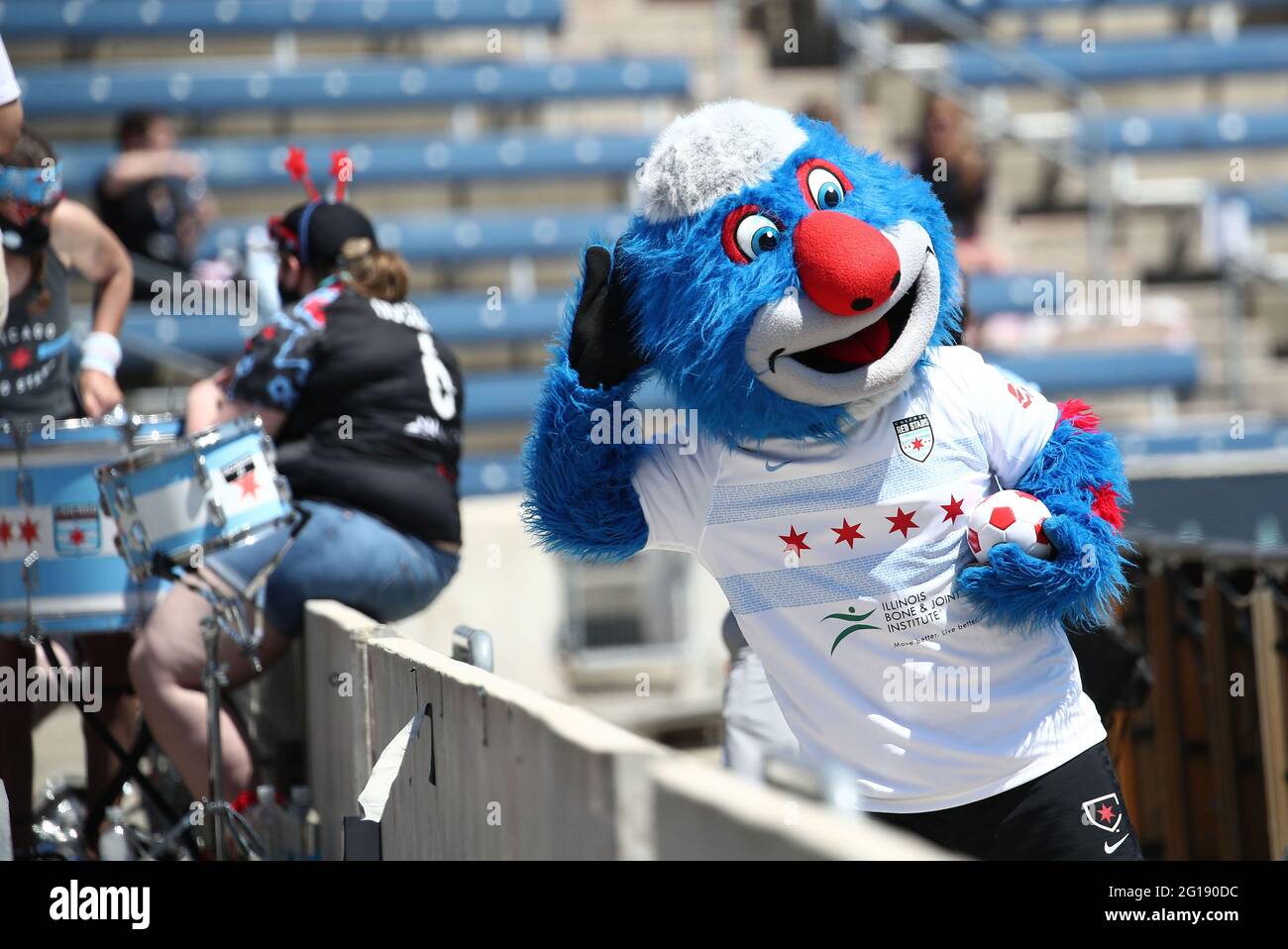Supernova waiting for fans to cheer lower to hand out a ball during a ...