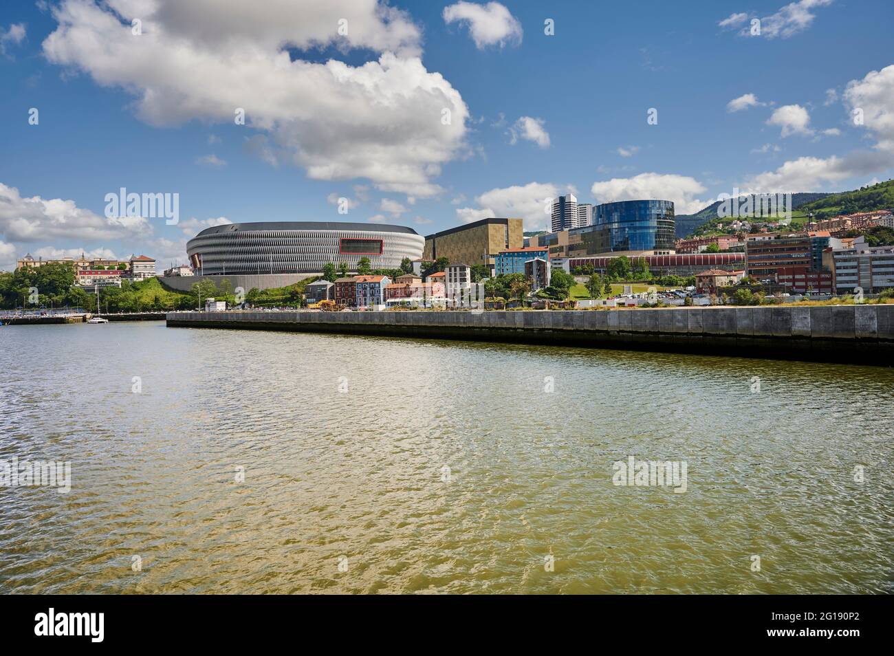 Nervion river and Athletic club de Bilbao Football Stadium (San Mames ...