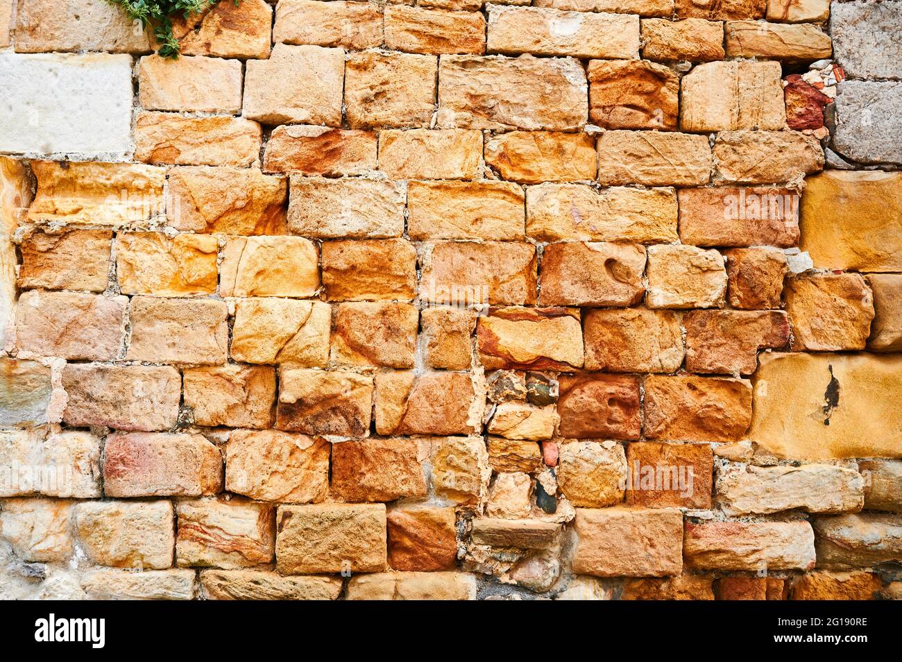 Detail of the ancient stone and bricks wall Stock Photo - Alamy