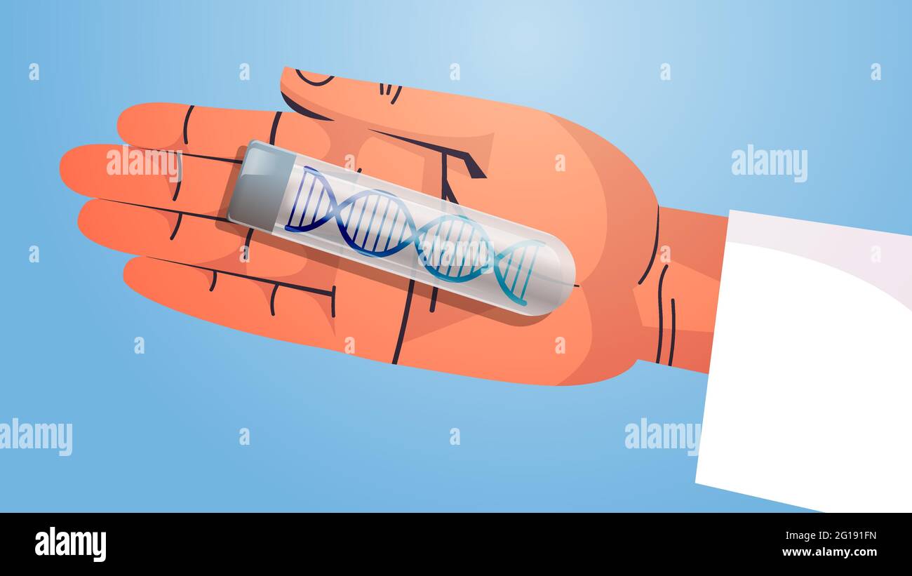 scientist hand working with DNA in test tube researcher making ...