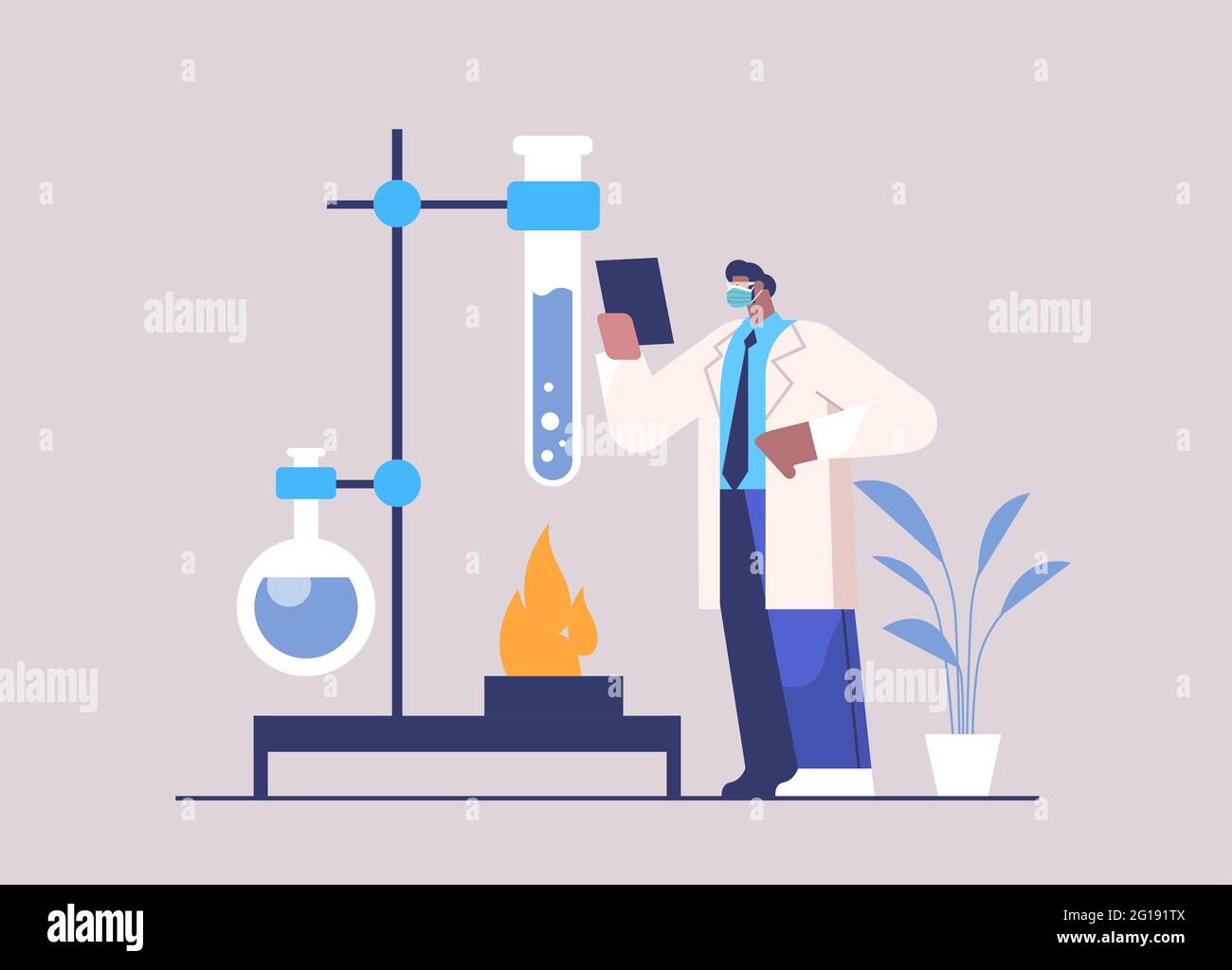 research scientist working with test tube researcher making chemical ...