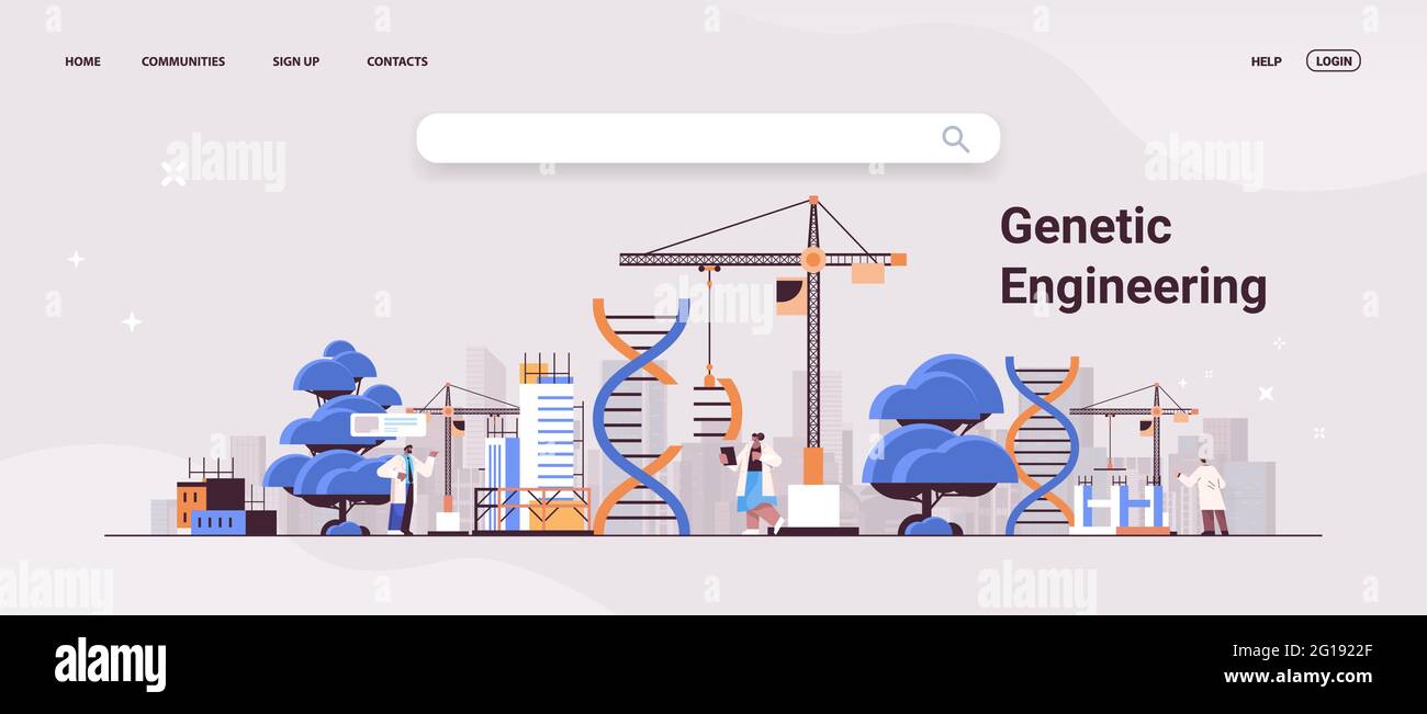 scientists working with construction cranes DNA researchers making ...