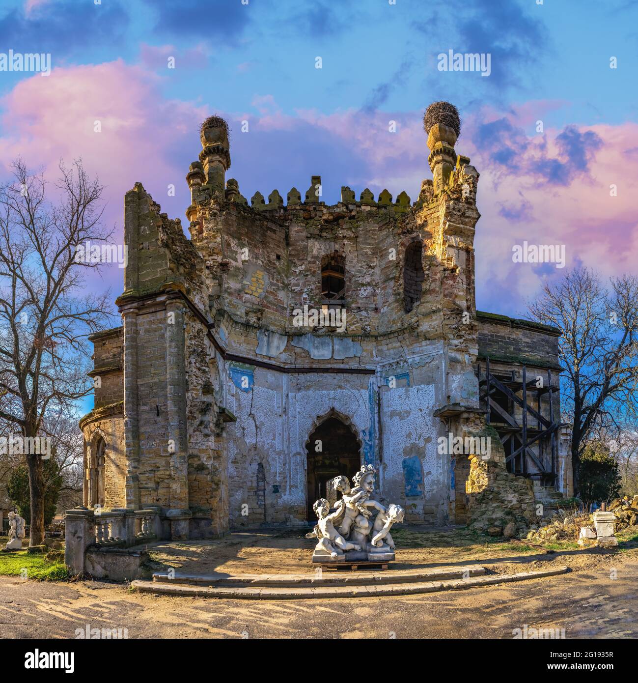 Ruined Kuris manor or Kuris castle in the Petrovka village, Odessa ...