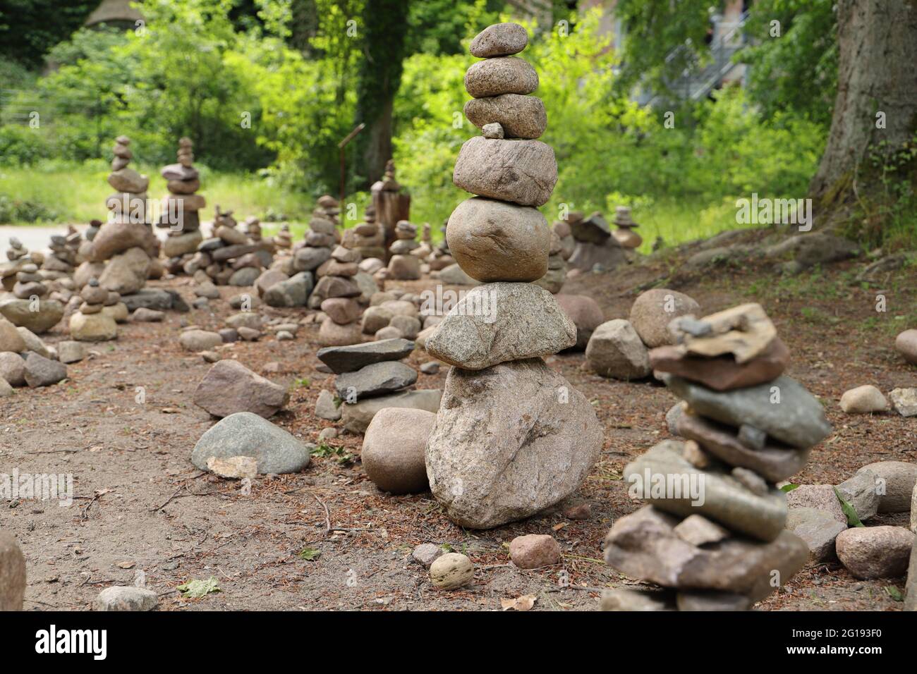 Stone pyramid on a dried-up reservoir Stock Photo - Alamy