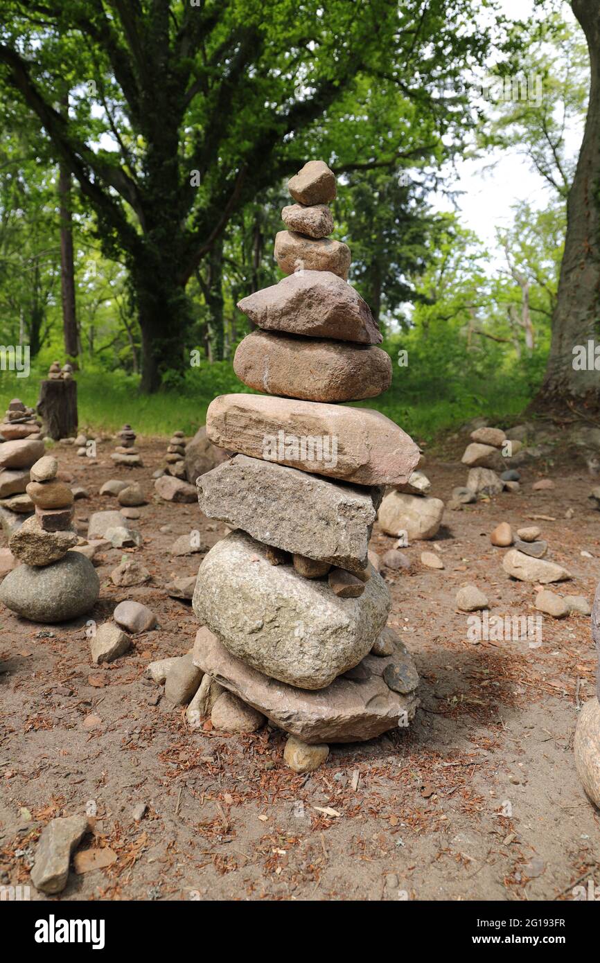 Stone pyramid on a dried-up reservoir Stock Photo - Alamy