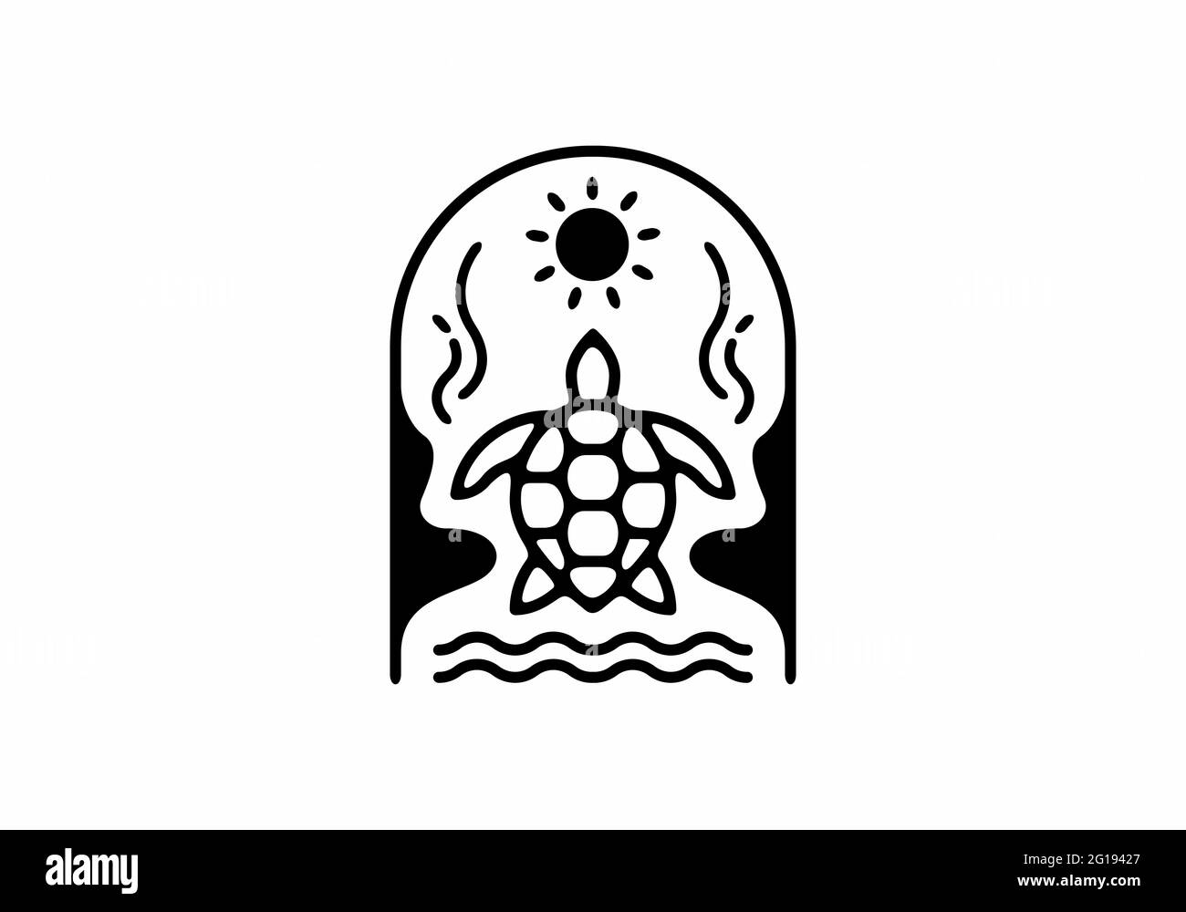 Black line art illustration of turtle design Stock Vector Image & Art ...