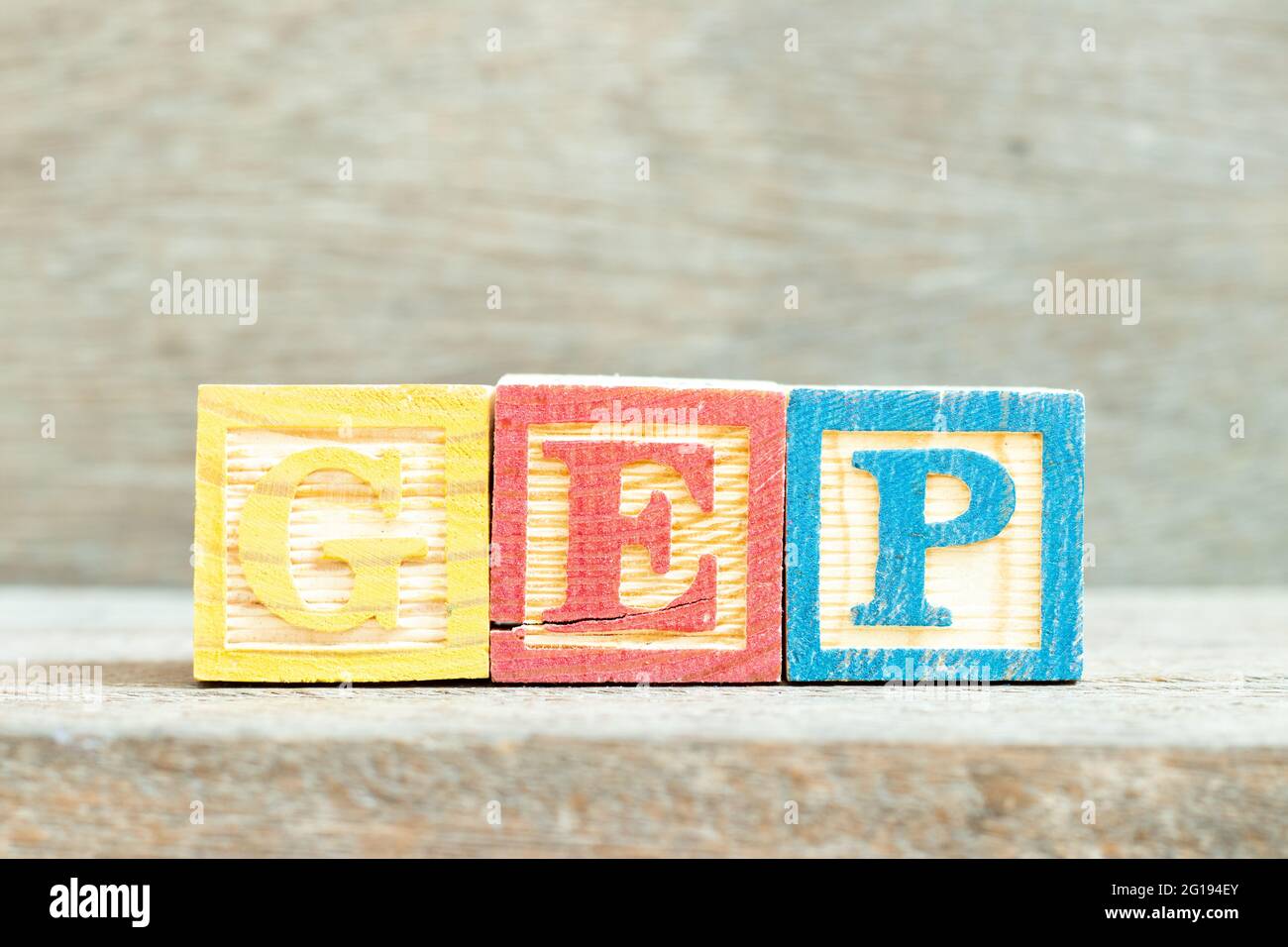 Color alphabet letter block in word GEP (abbreviation of good ...