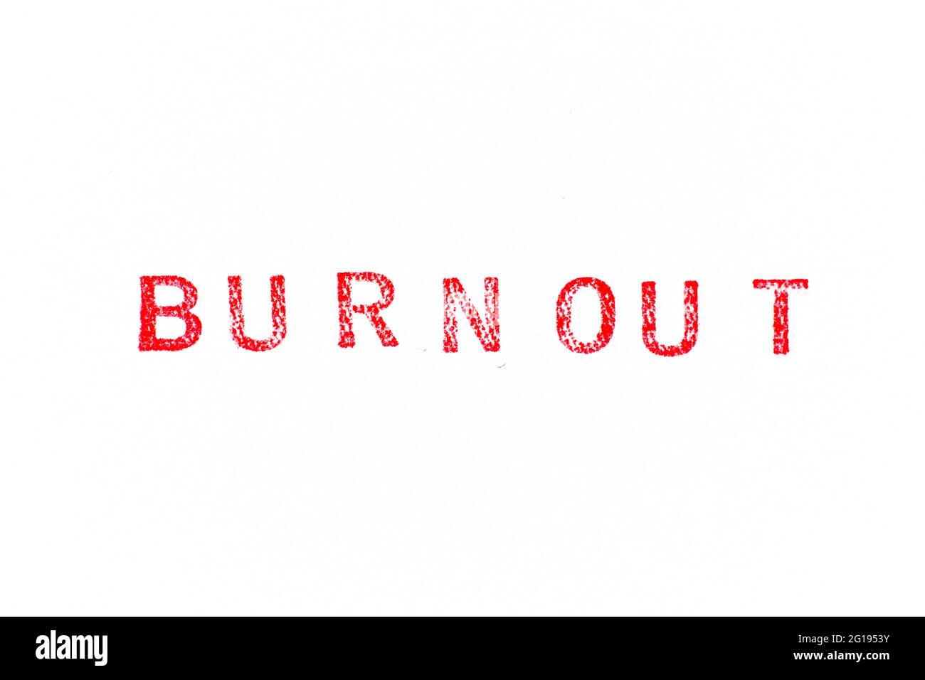Red color rubber stamp in word burnout on white paper background Stock ...