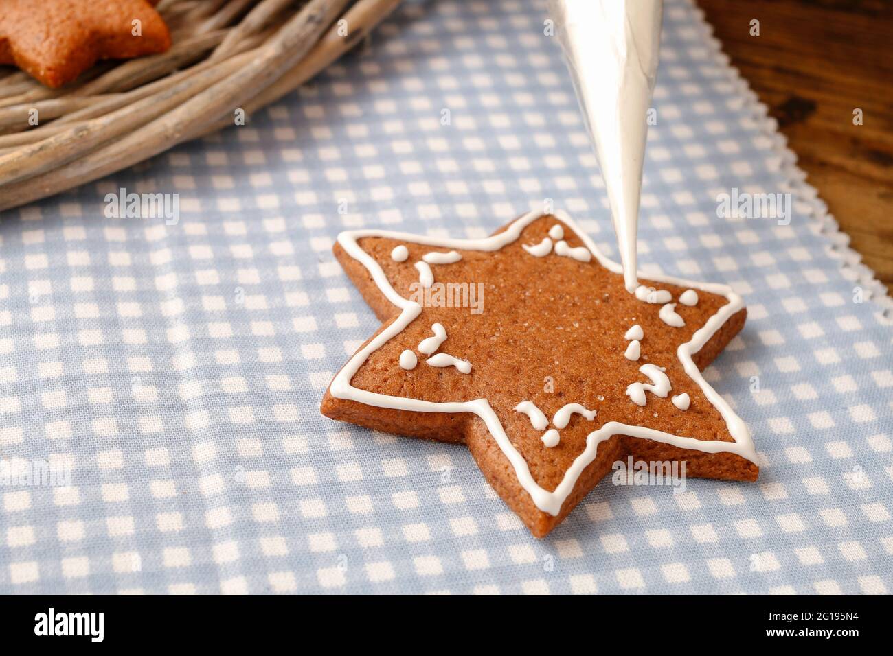 How to make christmas gingerbread cookies, step by step, tutorial Stock ...