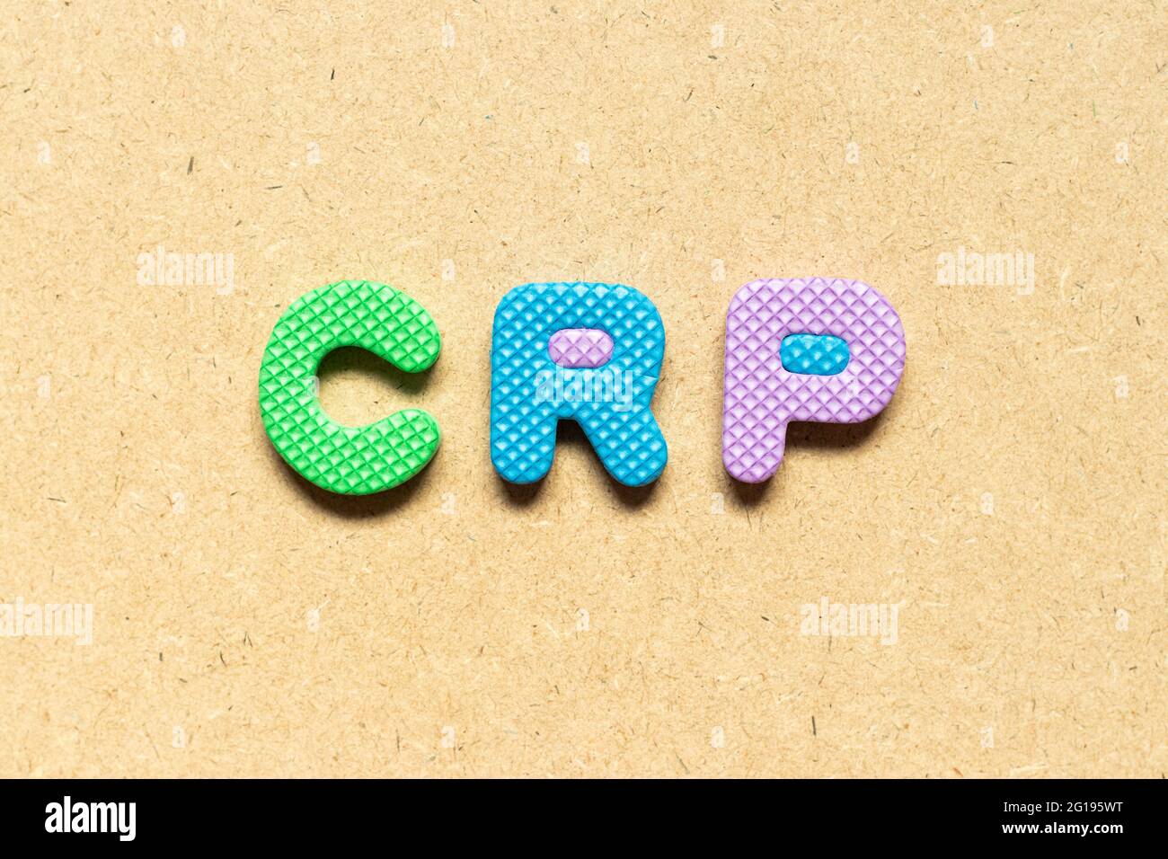 Foam alphabet letter in word CRP (abbreviation of C-Reactive Protein ...
