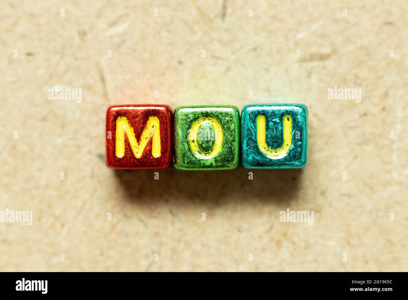 Metallic color alphabet letter block in word MOU (Abbreviation of ...