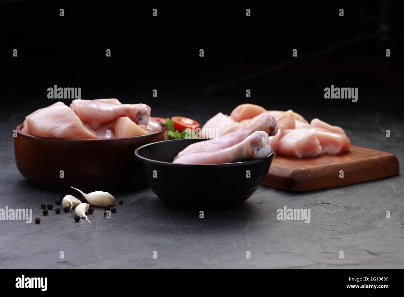 Raw chicken cuts combo, combination of skinless chicken curry cuts ...