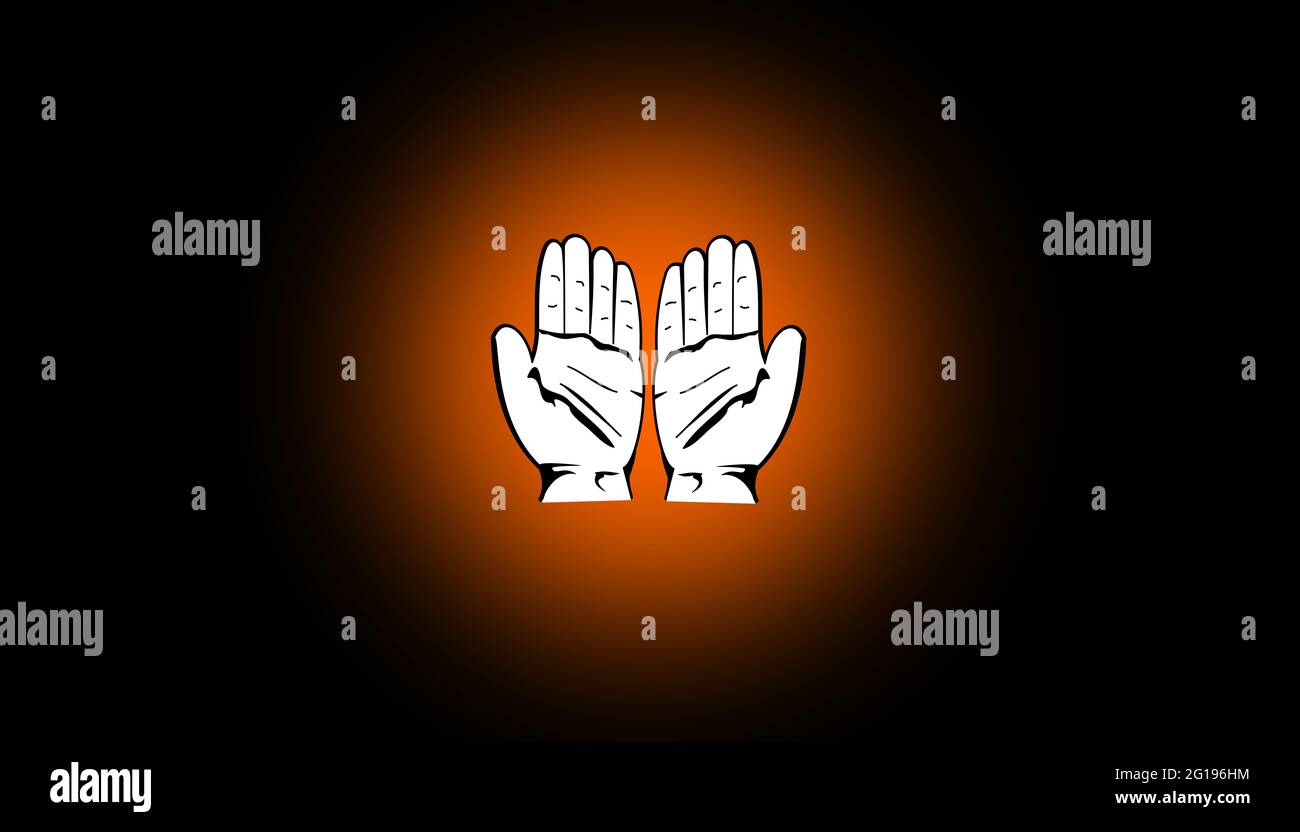 Two hand upside down, a gesture of receiving, isolated on a black and ...