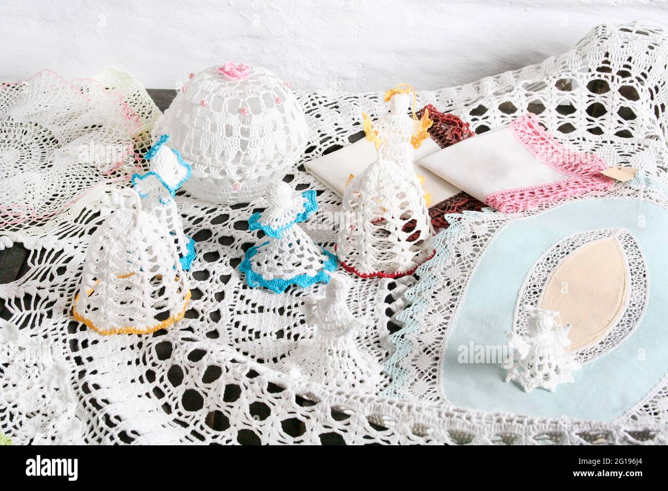 Small decorative elements made of lace. Home decor Stock Photo - Alamy