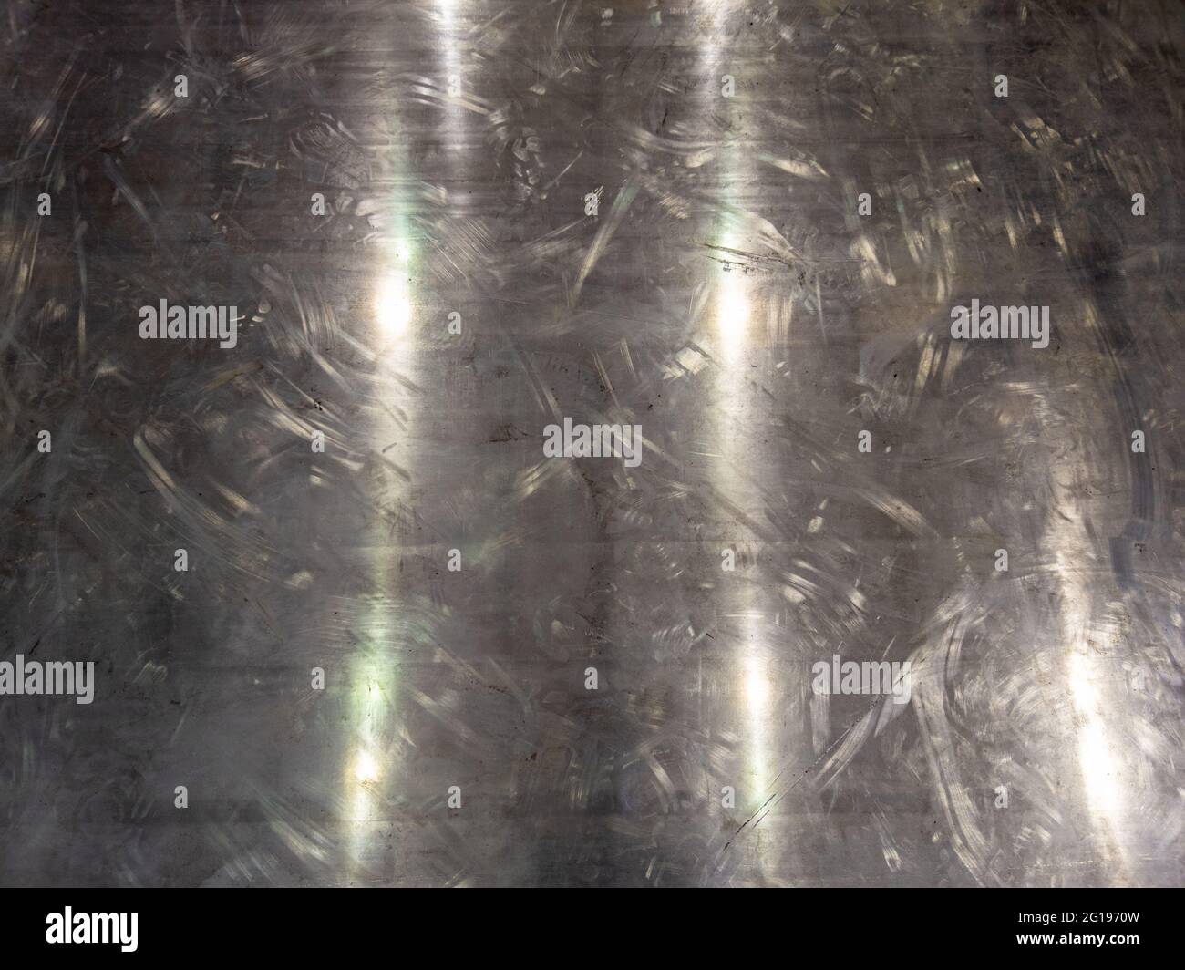 scratched shiny aluminium sheet metal floor full frame background Stock ...