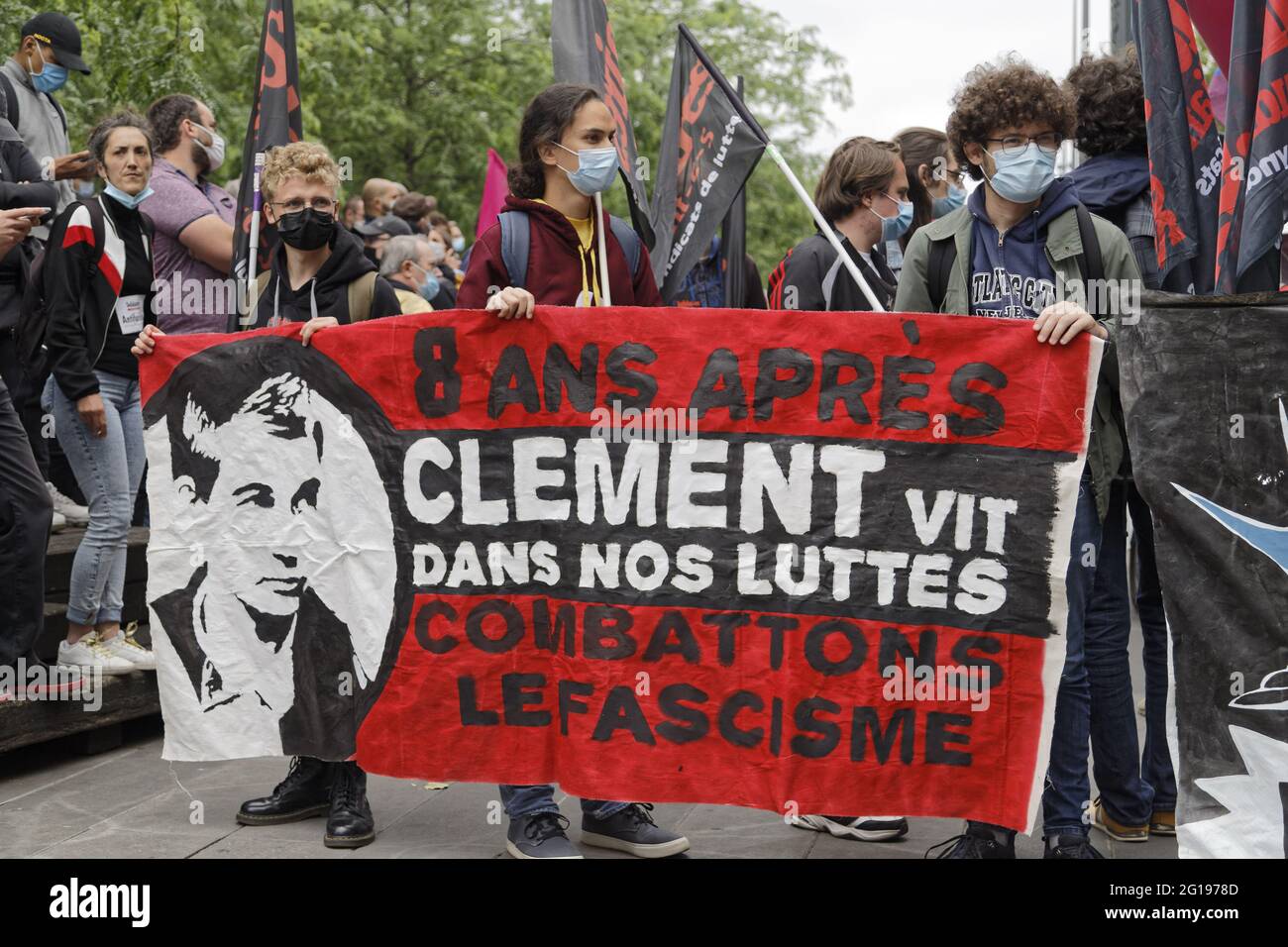 Paris, France. 6th June, 2021. Anti-fascist demonstration in tribute to ...