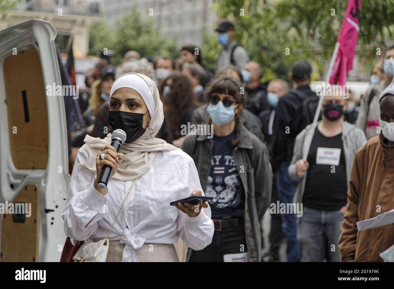 Paris, France. 6th June, 2021. Anti-fascist demonstration in tribute to ...