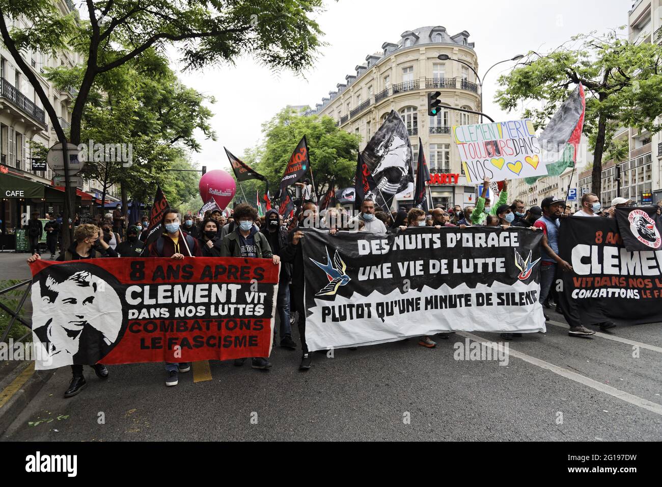 Paris, France. 6th June, 2021. Anti-fascist demonstration in tribute to ...