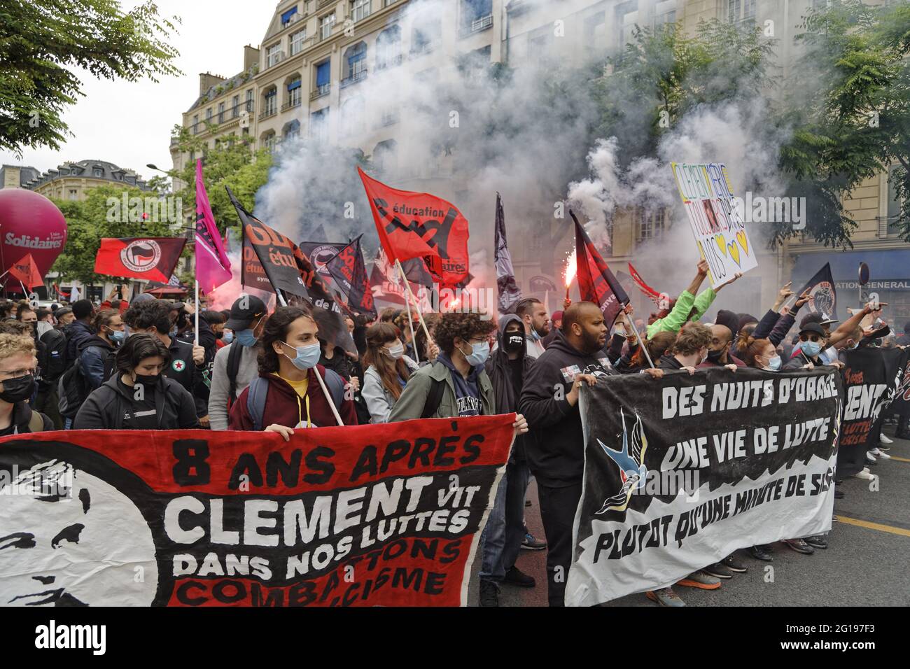 Paris, France. 6th June, 2021. Anti-fascist demonstration in tribute to ...