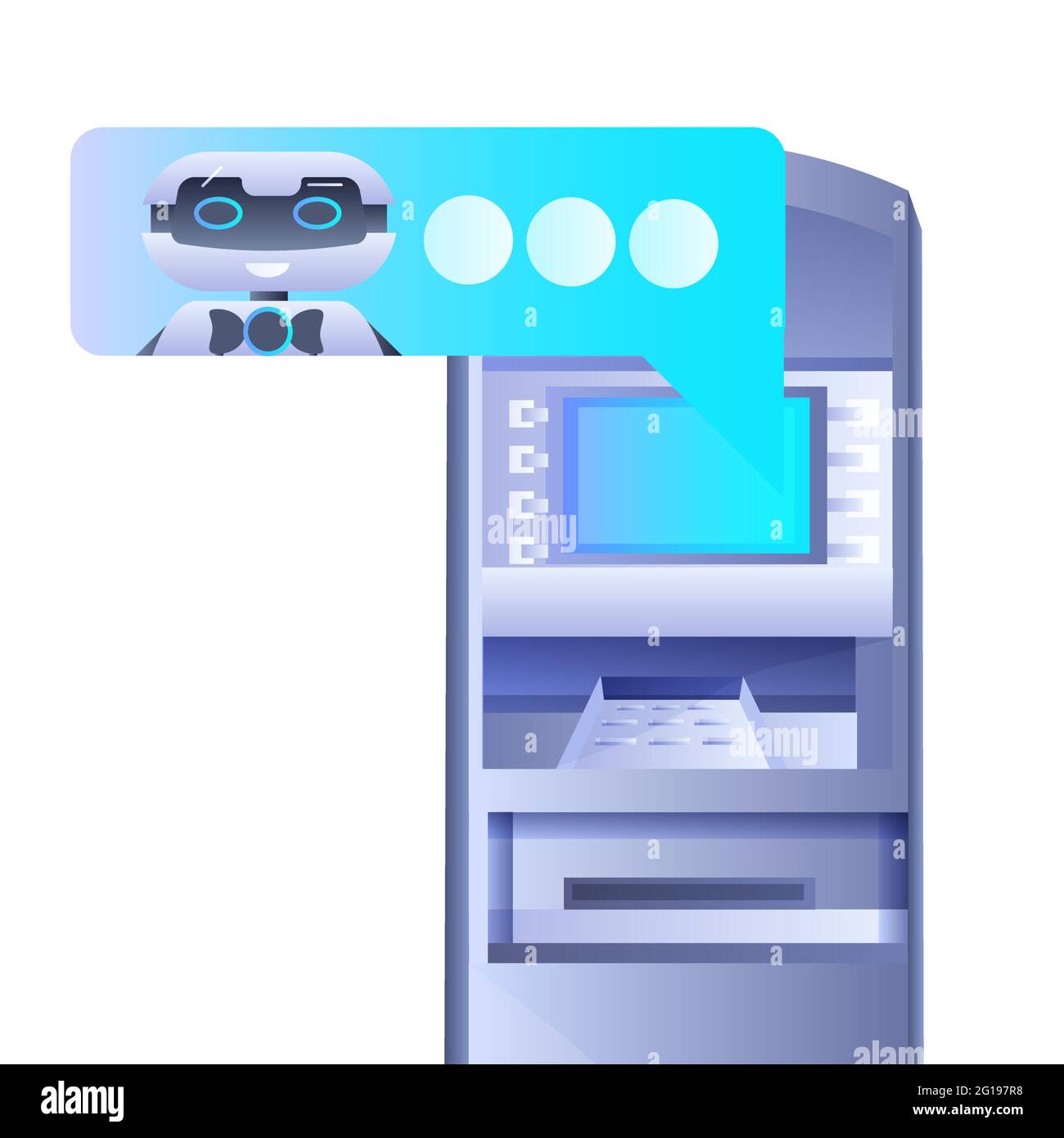 ATM money automatic teller machine payment terminal with chatbot robot ...