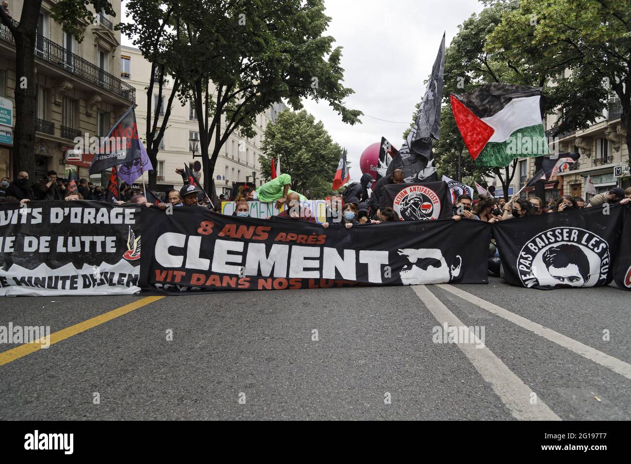 Paris, France. 6th June, 2021. Anti-fascist demonstration in tribute to ...
