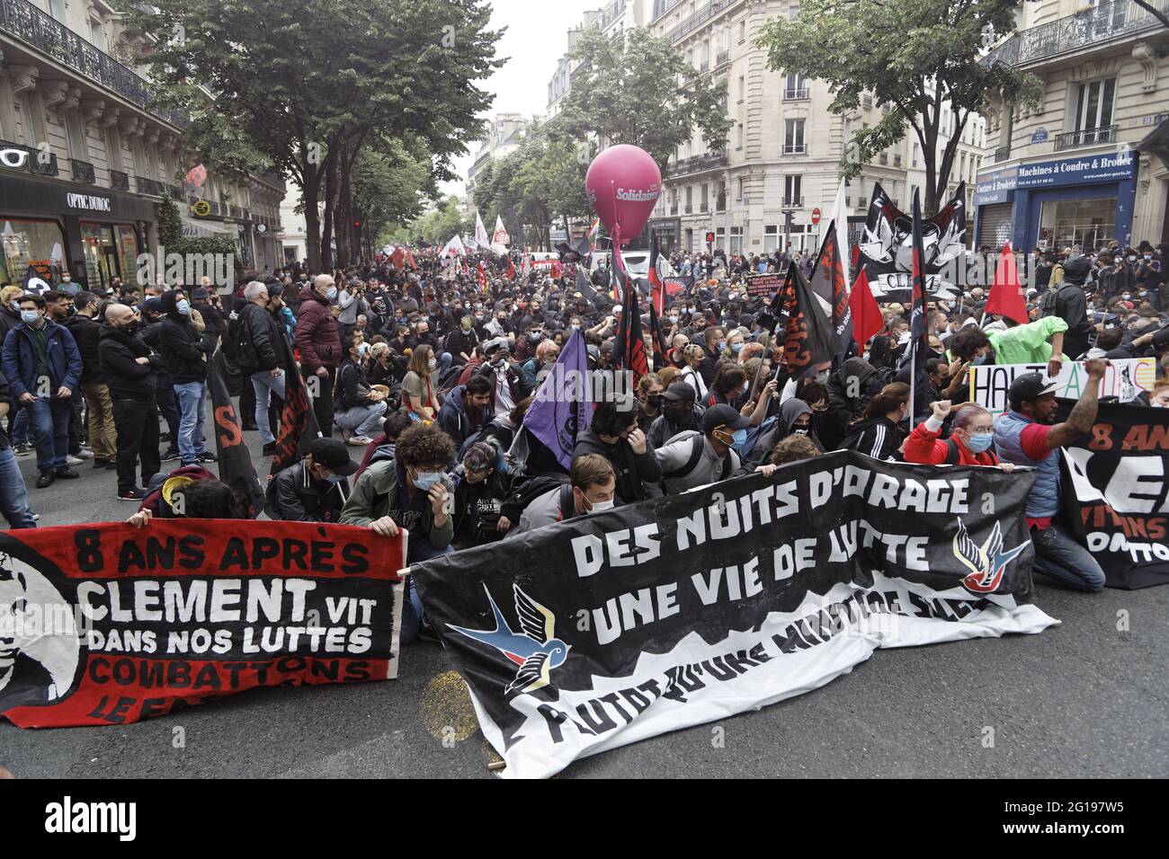 Paris, France. 6th June, 2021. Anti-fascist demonstration in tribute to ...