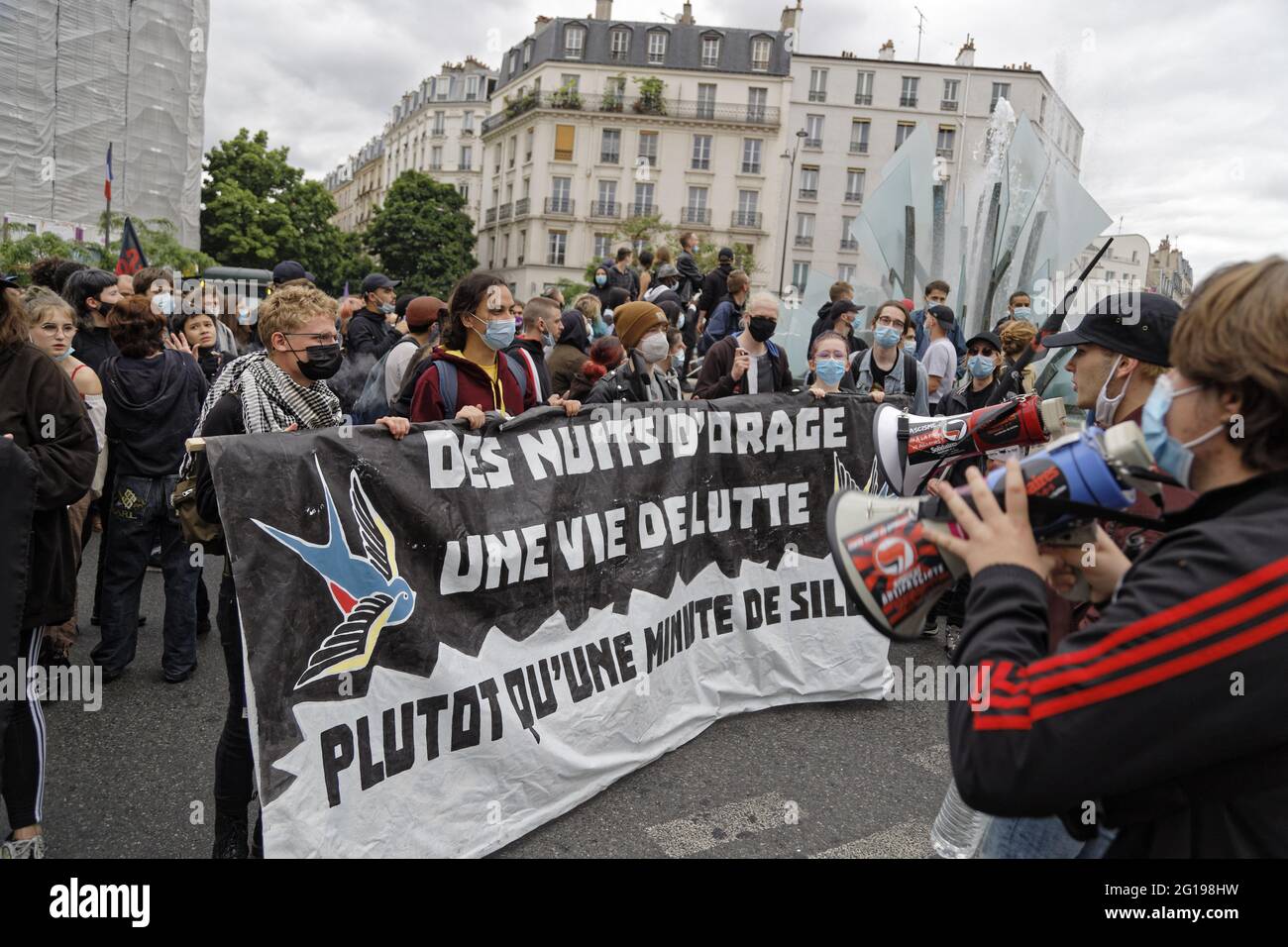 Paris, France. 6th June, 2021. Anti-fascist demonstration in tribute to ...