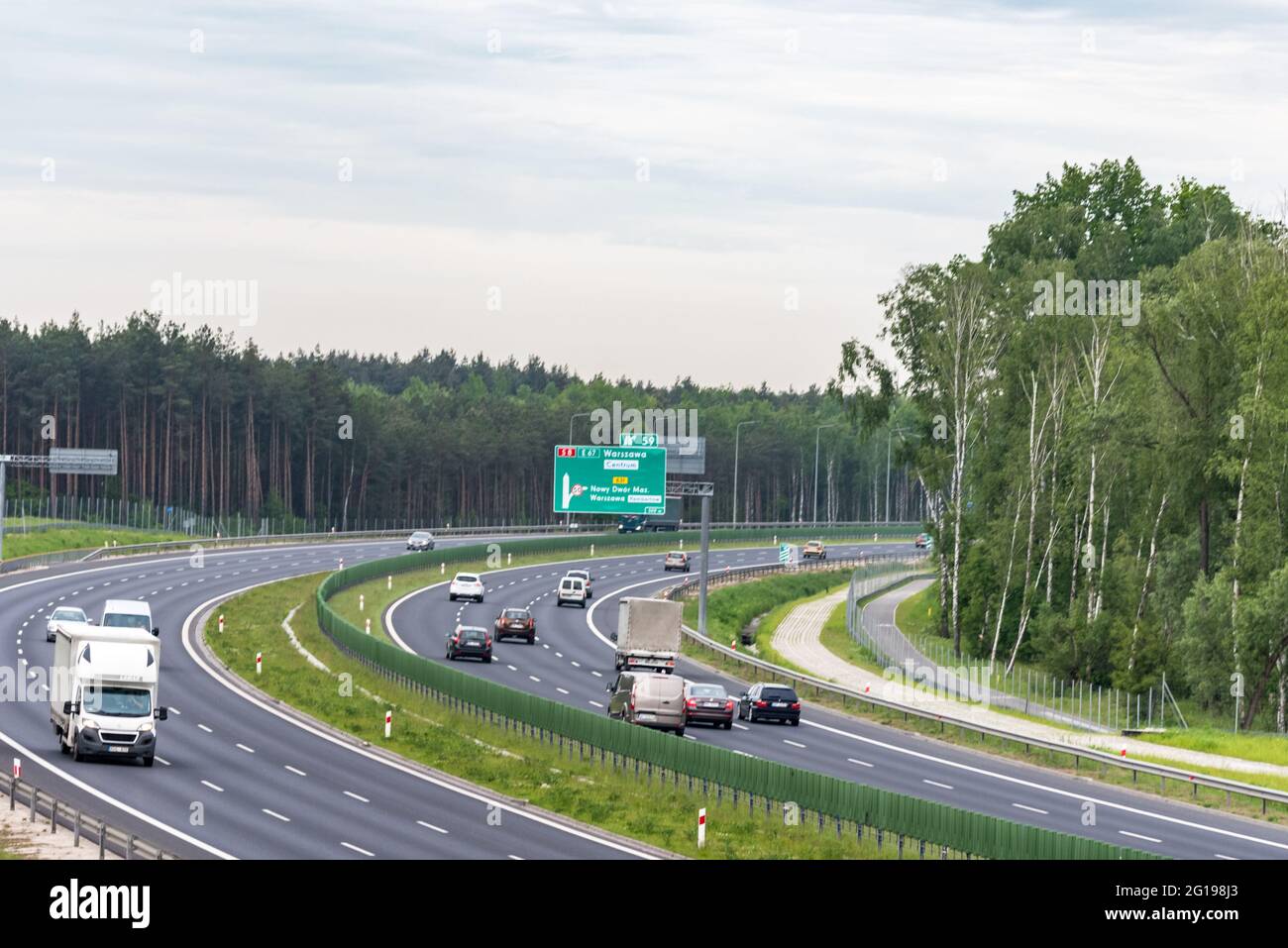 Warsaw, Poland - June 1, 2021: Cars on the expressway, view from the ...