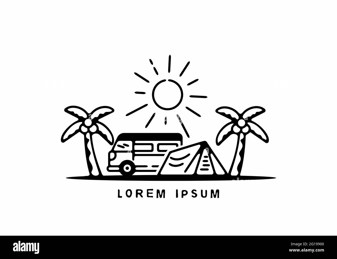 Camping on beach family Stock Vector Images - Alamy