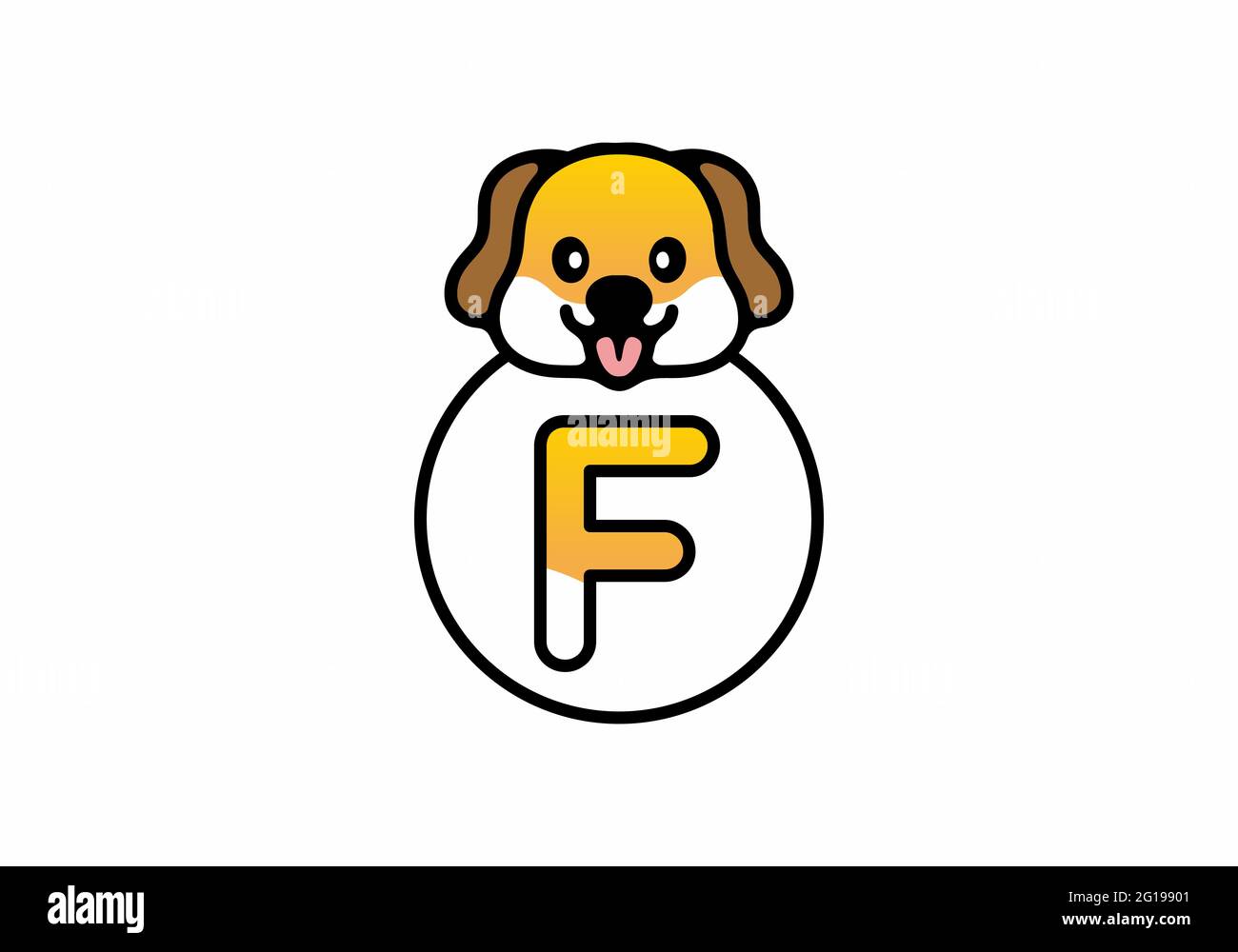 Cute dog head with F initial letter design Stock Vector Image & Art - Alamy